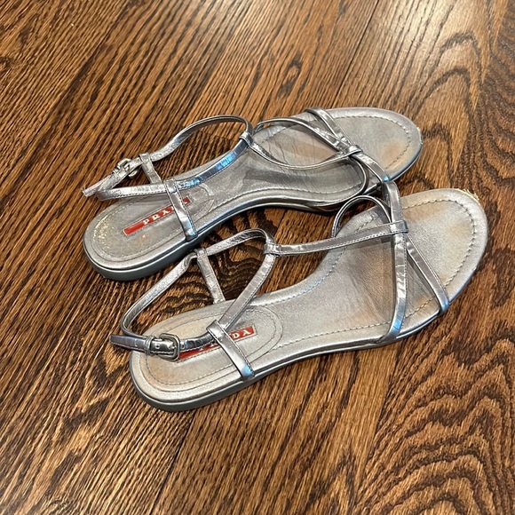 Prada | Shoes | Prada Silver Sandals | Poshmark